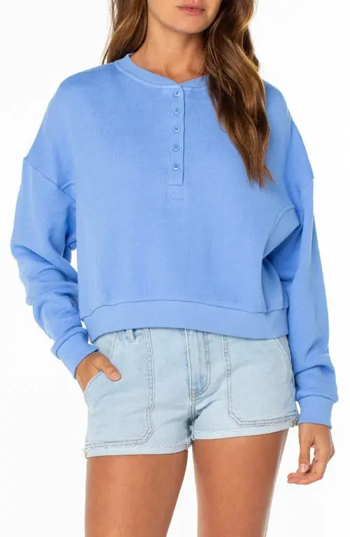 Roxy Overcast Relaxed Fit Crop Cotton Henley - Cornflower