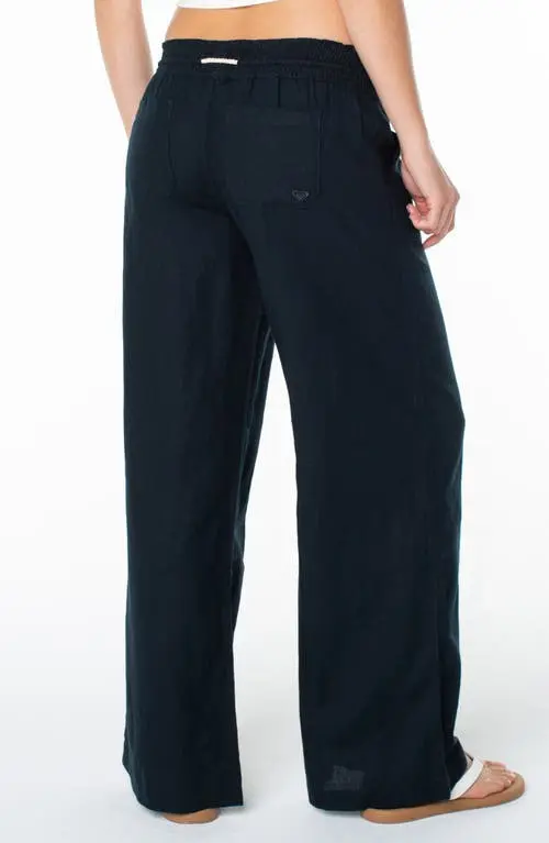 Roxy Oceanside Wide Leg Linen Blend Drawstring Pants