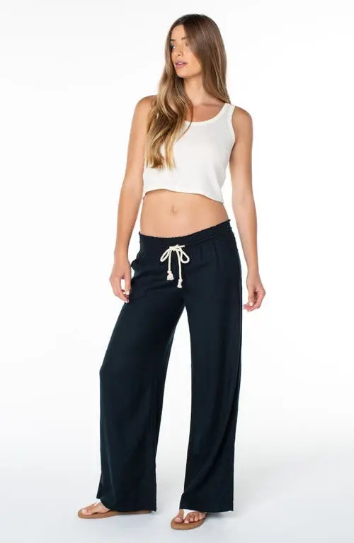 Roxy Oceanside Wide Leg Linen Blend Drawstring Pants