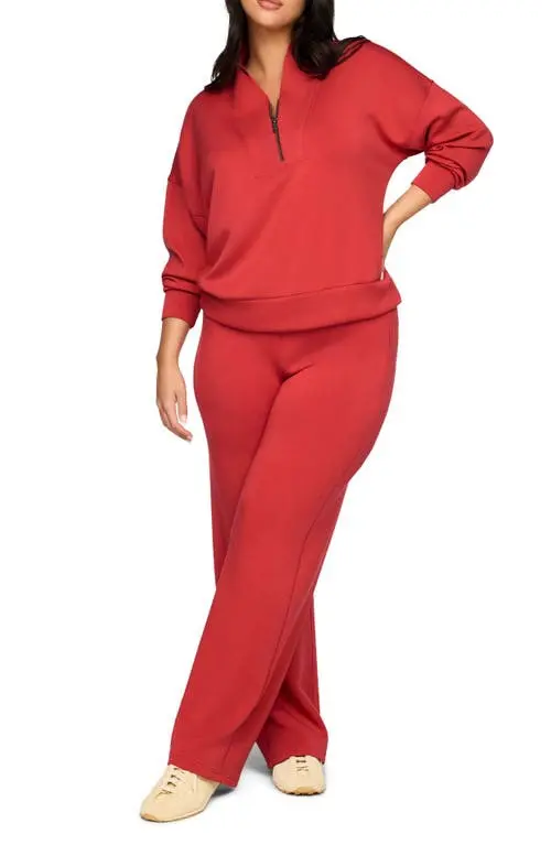 Spanx Airessentials Shawl Collar Quarter Zip Sweatshirt - Lip Stain