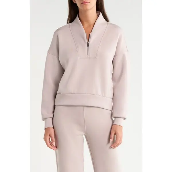 Spanx Airessentials Shawl Collar Quarter Zip Sweatshirt - Mushroom