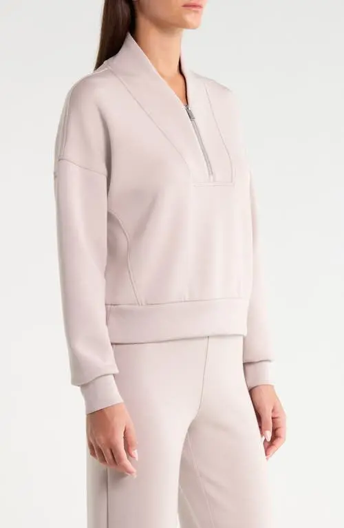 Spanx Airessentials Shawl Collar Quarter Zip Sweatshirt - Mushroom