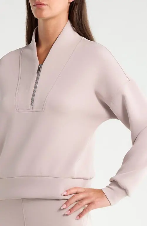 Spanx Airessentials Shawl Collar Quarter Zip Sweatshirt - Mushroom