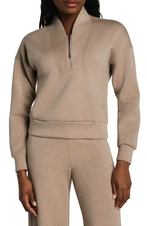 Spanx Airessentials Shawl Collar Half Zip Pullover - Dune Heather