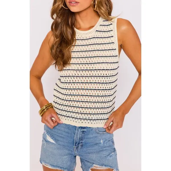 VICI Capri Stripe Open Stitch Sweater Tank
