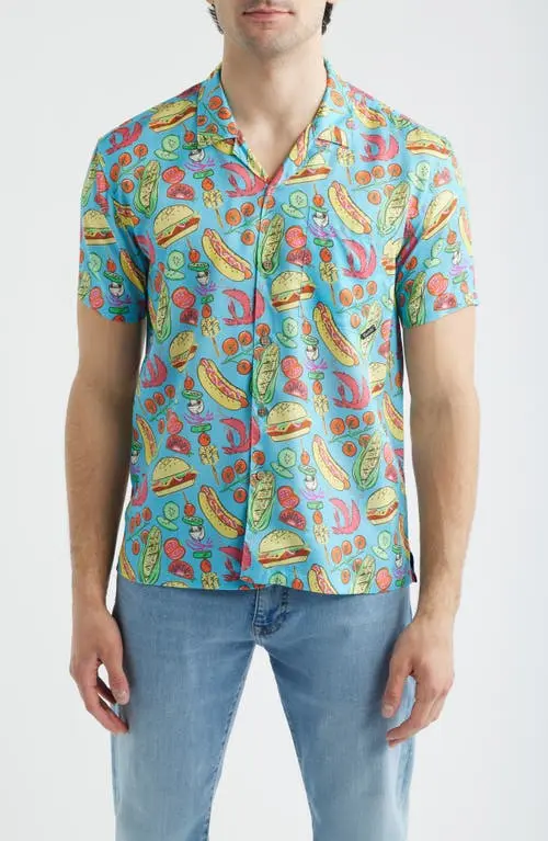 BOARDIES Barbecue Print Camp Shirt - Blue