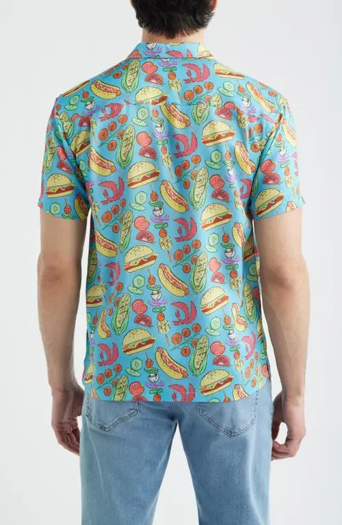 BOARDIES Barbecue Print Camp Shirt - Blue