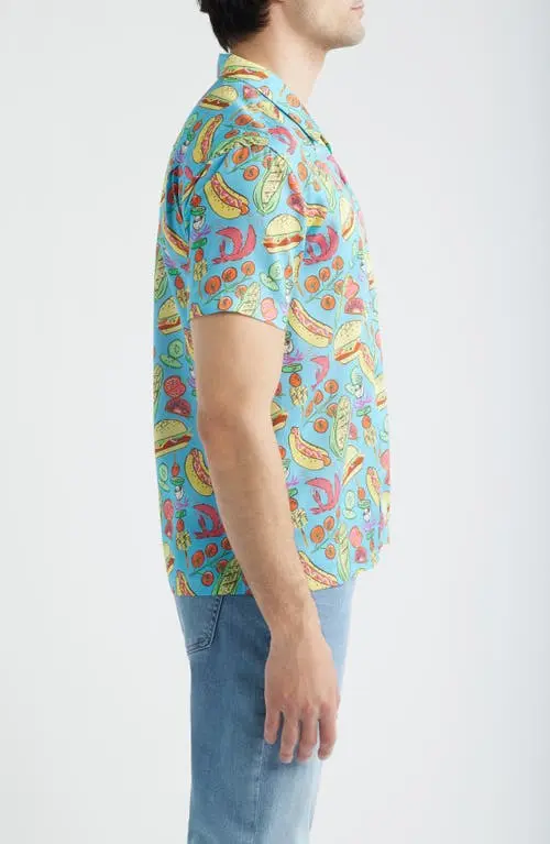 BOARDIES Barbecue Print Camp Shirt - Blue