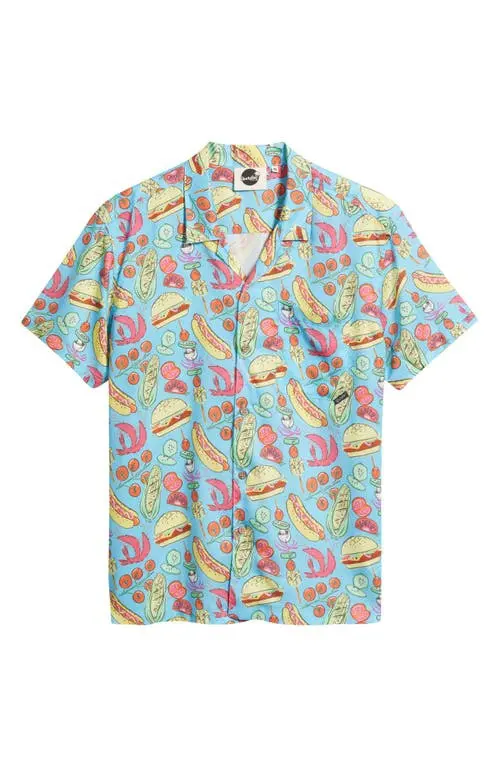 BOARDIES Barbecue Print Camp Shirt - Blue