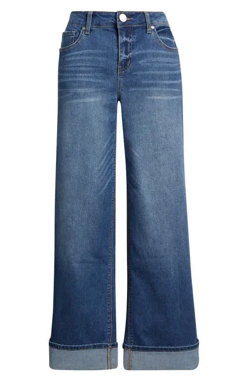 1822 Denim High-waist Cuffed Wide-leg Jeans