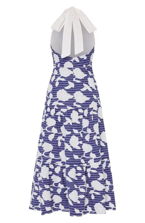 MILLY Hayden Floral Embroidered Halter Midi Dress