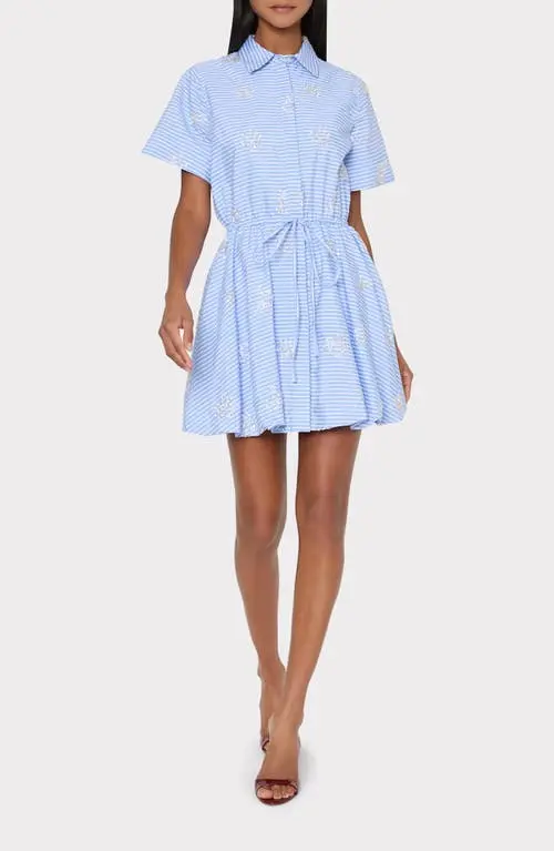 MILLY Willa Stripe Sequin Embellished Mini Dress - Blue/white