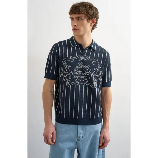 Topman Lower East Side Johnny Collar Jacquard Polo Sweater