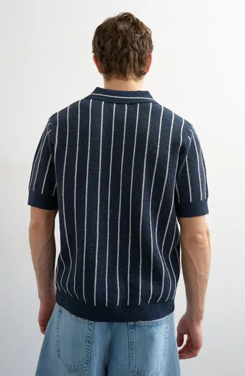 Topman Lower East Side Johnny Collar Jacquard Polo Sweater