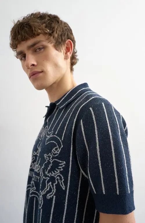 Topman Lower East Side Johnny Collar Jacquard Polo Sweater