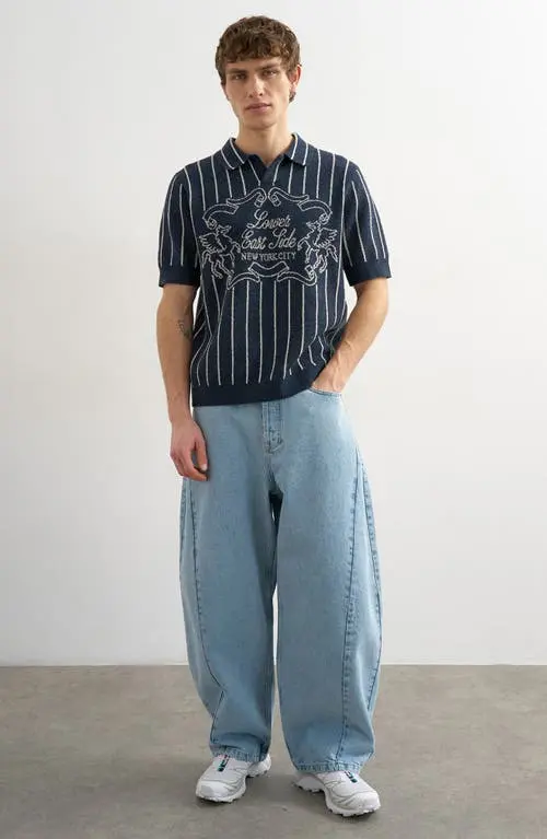 Topman Lower East Side Johnny Collar Jacquard Polo Sweater
