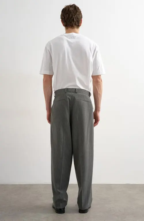 Topman Pinstripe Straight Leg Trousers