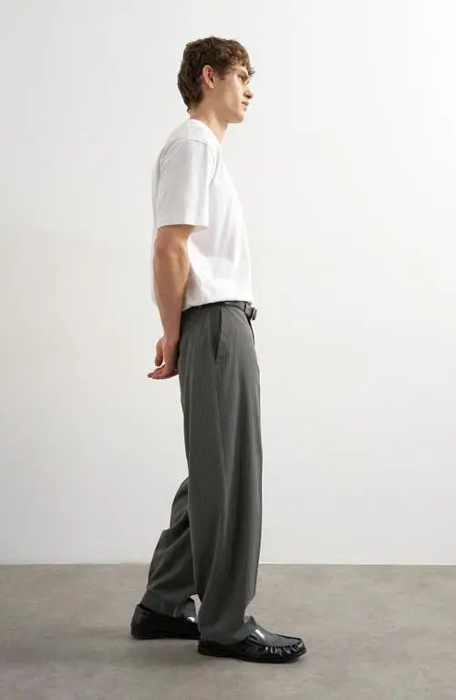 Topman Pinstripe Straight Leg Trousers