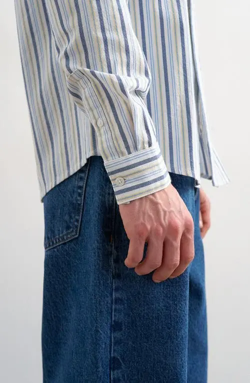 Topman Relaxed Fit Stripe Cotton Button-down Oxford Shirt