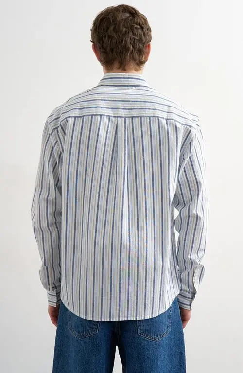 Topman Relaxed Fit Stripe Cotton Button-down Oxford Shirt