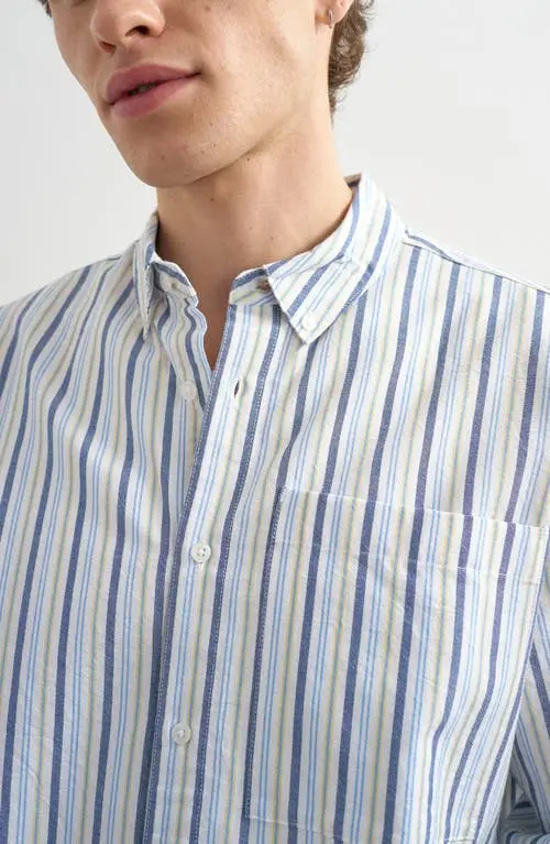Topman Relaxed Fit Stripe Cotton Button-down Oxford Shirt