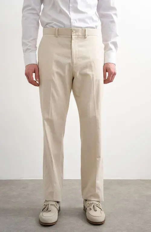 Topman Linen Blend Straight Leg Pants - Stone