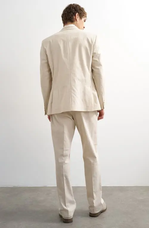 Topman Linen Blend Straight Leg Pants - Stone