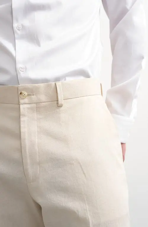Topman Linen Blend Straight Leg Pants - Stone
