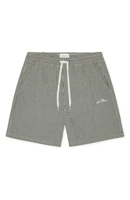 LES DEUX Stripe Seersucker Swim Shorts - Black