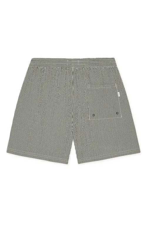 LES DEUX Stripe Seersucker Swim Shorts - Black