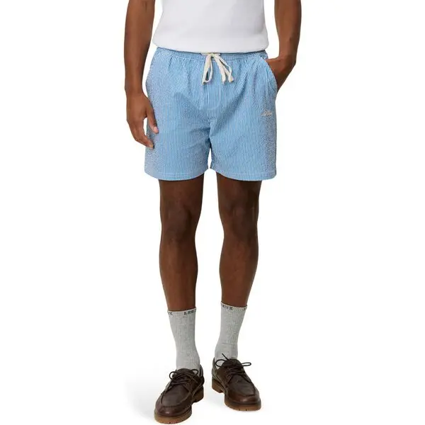 LES DEUX Stripe Seersucker Swim Shorts - Palace Blue