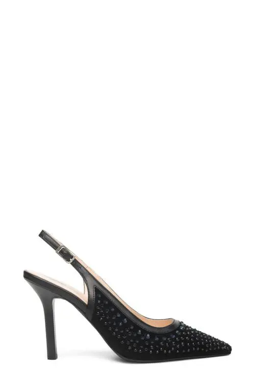 NEROGIARDINI Embellished Slingback Pointed Toe Pump - Black