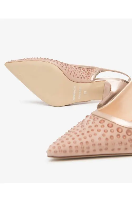 NEROGIARDINI Embellished Slingback Pointed Toe Pump - Rose