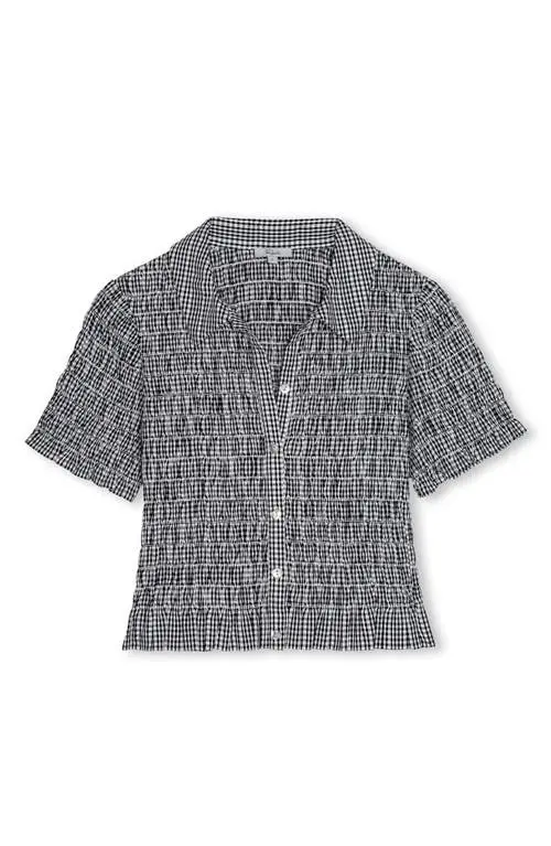 Rails Alton Shirred Button-up Crop Peplum Top