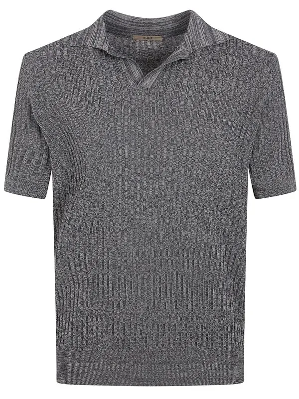 NUUR Short Sleeved Polo Neck Mouline T-shirt