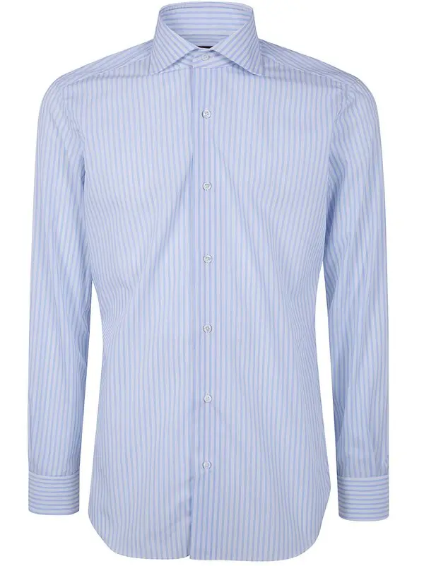 BARBA NAPOLI Classic Popeline "bacchetta Spaziata" Shirt - White