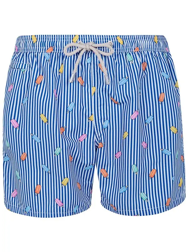 MC2 SAINT BARTH Lighting Micro Fantasy Icicle Stripes Swim Shorts - Blue
