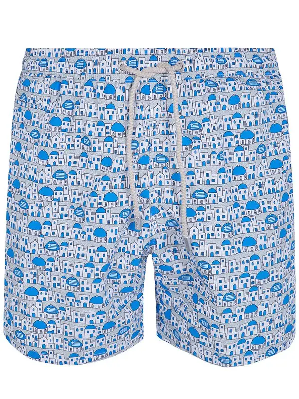 MC2 SAINT BARTH Lighting Micro Fantasy Santorini View Swim Shorts - Blue