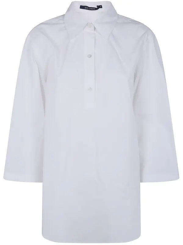Sofie D'hoore Sofie D' Hoore "bait" 3/4 Sleeve Shirt With Polo Neck - White