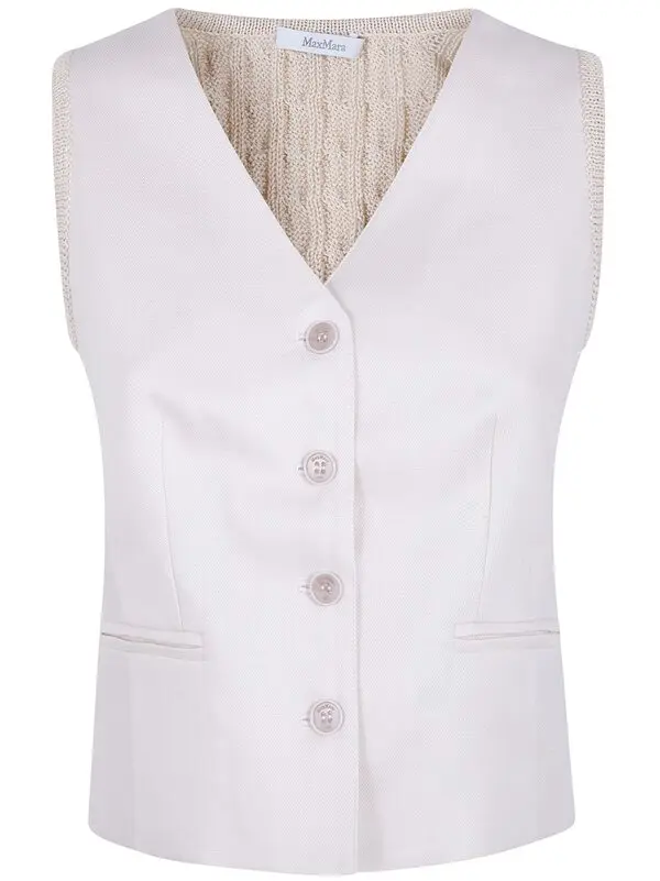 Max Mara Calibri Linen Knit Crop Gilet - Beige