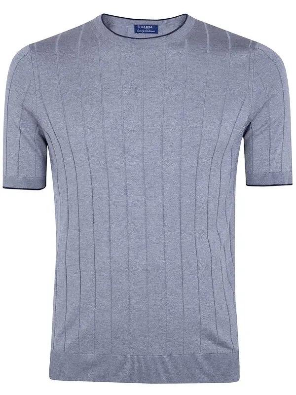 BARBA NAPOLI Silk Round Neck Sweater - Gray