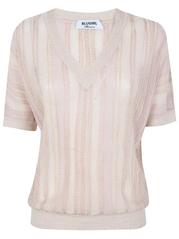 BLUGIRL Striped Lurex Sweater - Pink