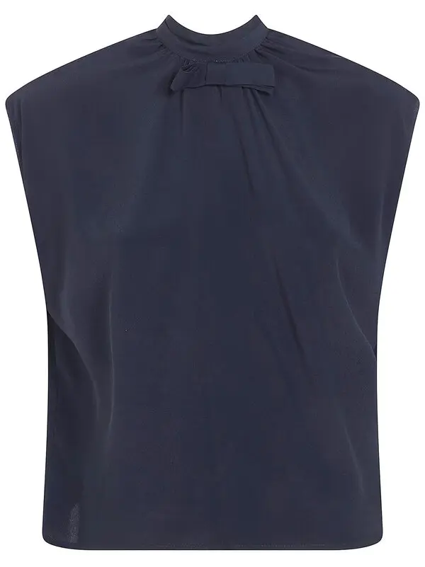 DRHOPE Silk Blend Bow Blouse - Black