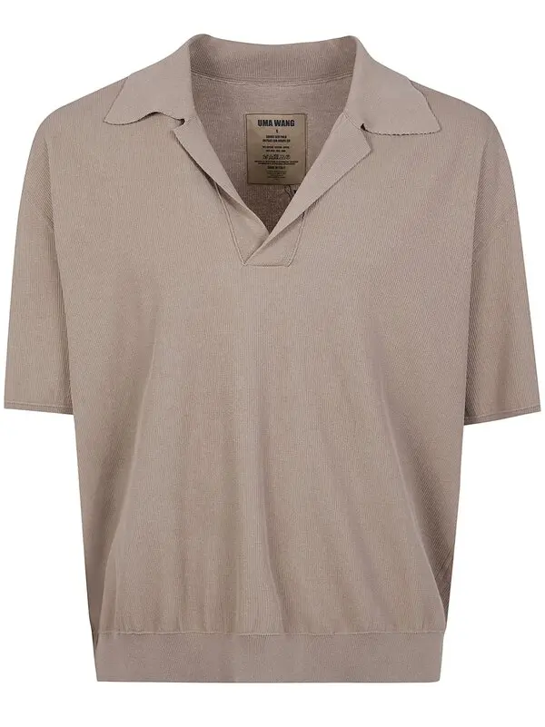 UMA WANG Short "rib Crepe" Polo - Brown