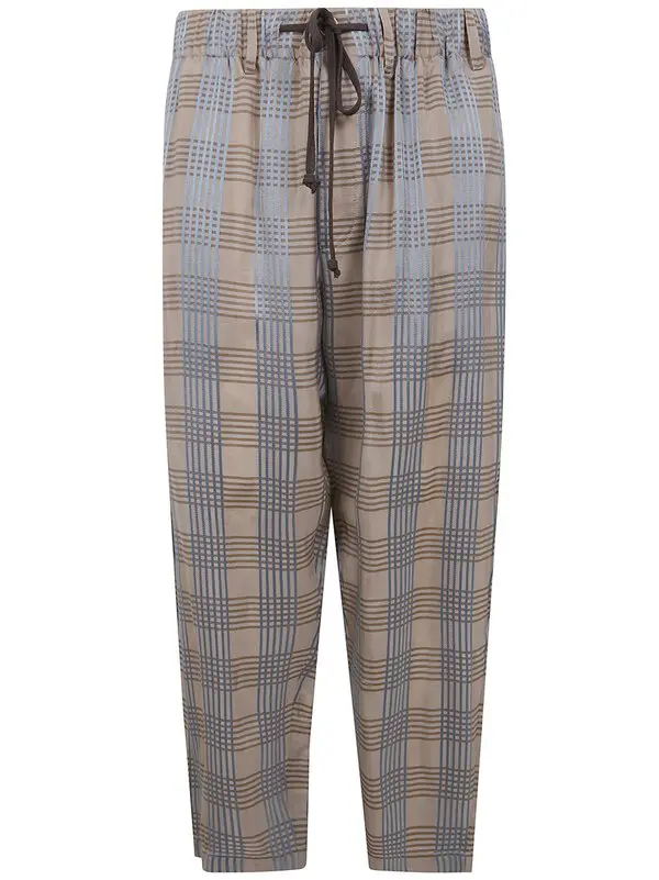 UMA WANG Gorlitz' Plaid Viscose Trousers - Blue