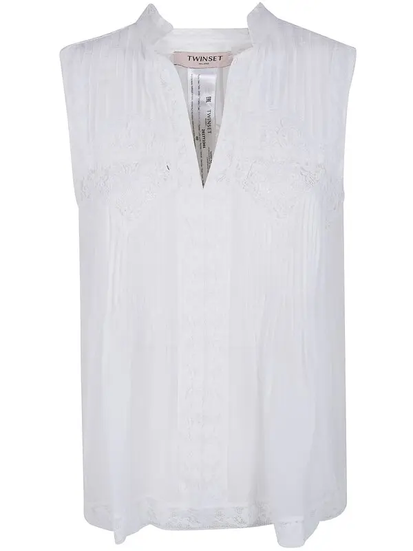 TWINSET Embroidered Sleeveless Shirt - White