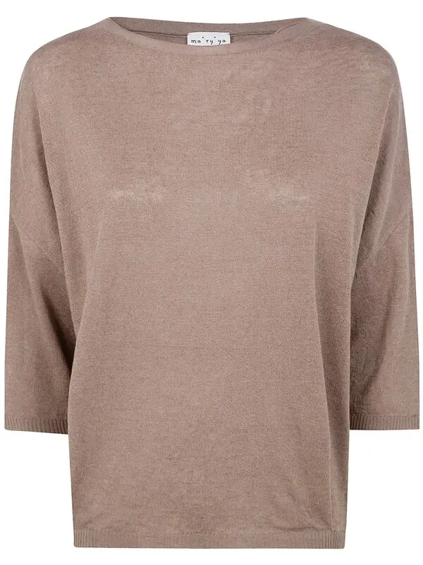 MA`RY`YA Oversized Linen And Cotton T-shirt - Brown