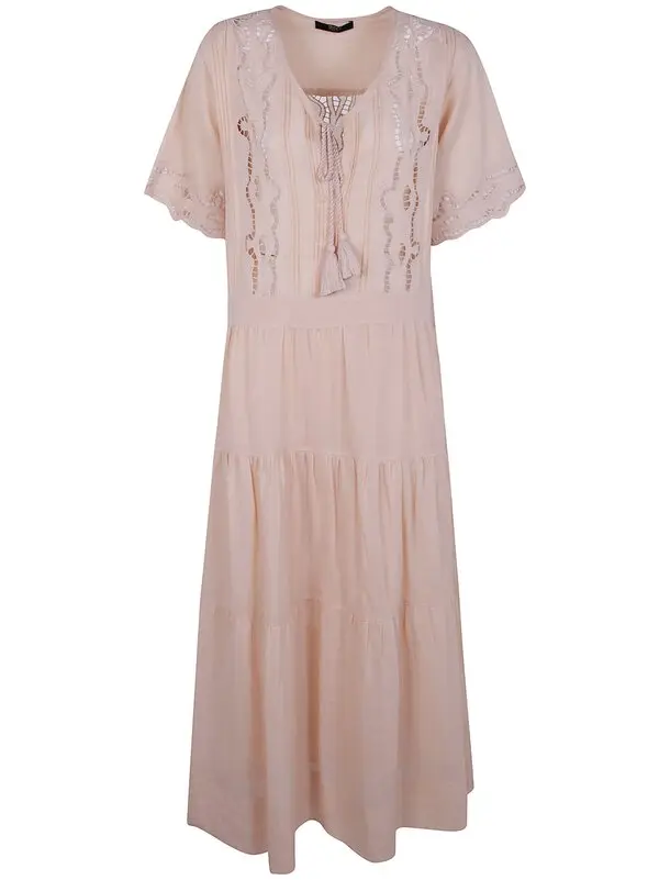 Seventy Ramie Embroidered Dress - Pink