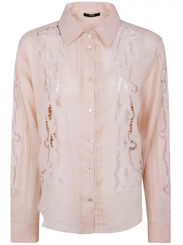 Seventy Ramie Embroidered Shirt - Pink