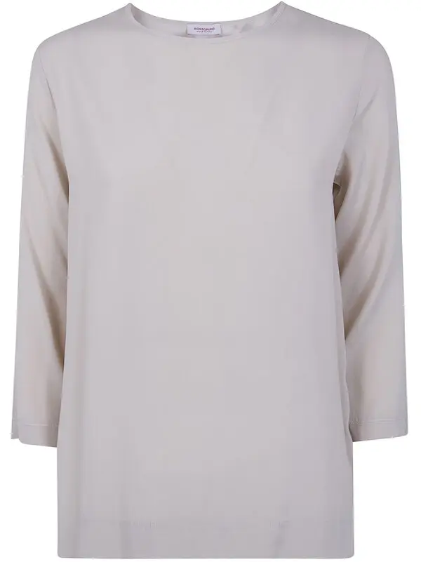 Rossopuro 3/4 Sleeve Silk Blouse - Brown